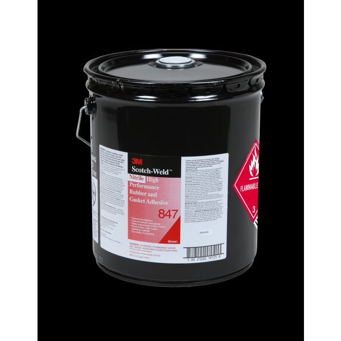 3M™ Nitrile High Performance Rubber and Gasket Adhesive 847, Brown, 5 Gallon (Pail), 1 Can/Drum
